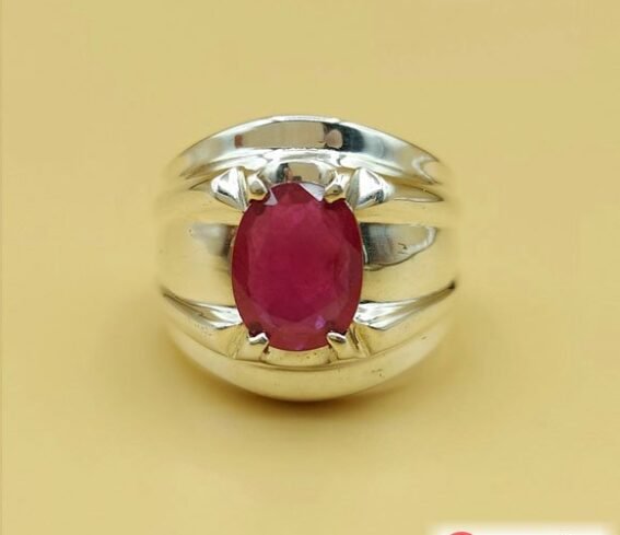 Buy Yaqoot Pathar Ring Online on Qeemat.com - Garnet Stone Silver Ring